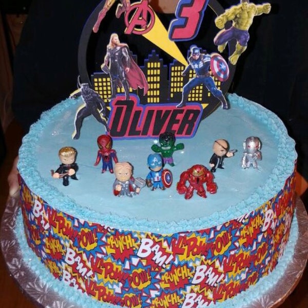 Comic Book Superheroes Edible Cake Wrap or Superhero Birthday Cake ...
