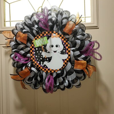 Round BOO Halloween Wreath Sign, Wreath Signs, Personalize It by Pam ...