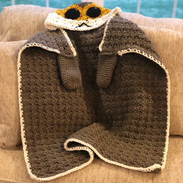 CROCHET PATTERN & VIDEO/ Hooded Cat Blanket, Crochet Hooded Blanket ...