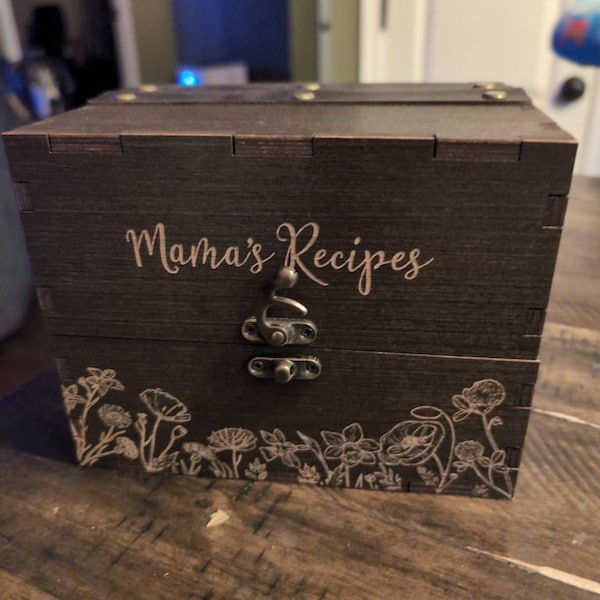Personalized Recipe Box With Wooden Dividers Gift for Mom Floral Recipe ...