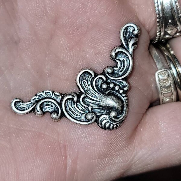 29mm Metal Frame Corner Stamping, Classic Silver, Antique Silver or ...