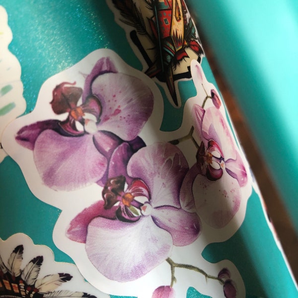 Orchid Vinyl Decal, Flower Sticker, Floral Sticker, Flower Decal - Etsy