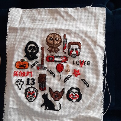 Horror Movie Scary Halloween Spooky Collage Cross Stitch Pattern ...