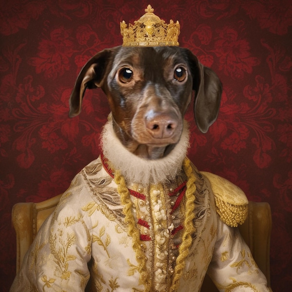 Custom Regal Pet Portrait, Royal Dog Painting, Pet Portrait, Royal Dog ...