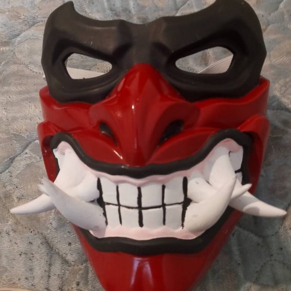 Oni Red Hood Mask (oni Mask) - Etsy