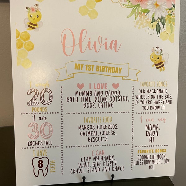 Editable Bee Milestone Birthday Poster Bumble Bee First Birthday Sign ...