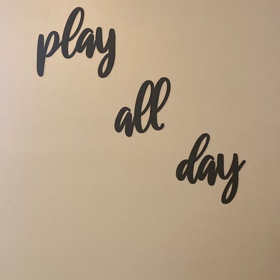 Play All Day Sign, Playroom Wood Sign, Toy Room Decor, Daycare Wall ...