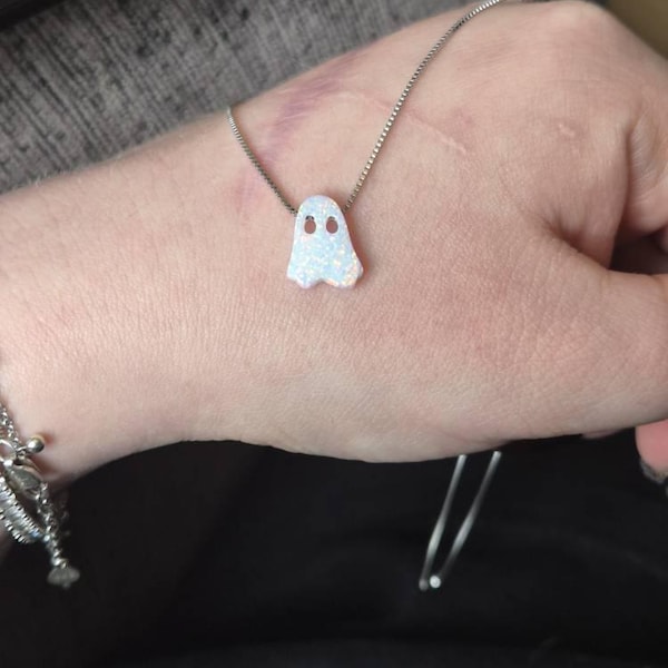 Ghost Opal Necklace, Fire Opal Specter Necklace, White and Black Opal ...