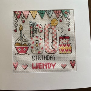 Happy 60th Birthday Cross Stitch Card Kit - Etsy UK