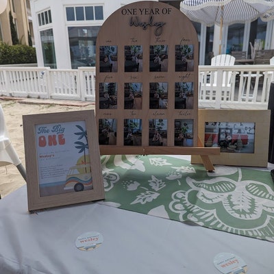 One Year of Birthday Photo Board Party Supplies Wood Photo Memory Board ...