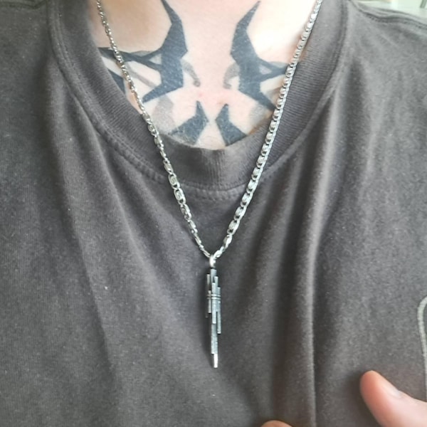 Mens Necklace Basalt Pendant - .925 Silver, Alchemy Inspired - Etsy