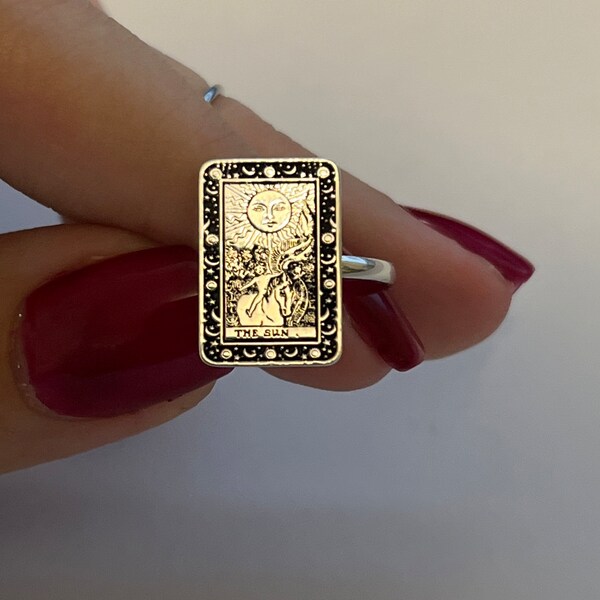 Tarot Card Ring the Sun Gold or Sterling Silver - Rings for Women Tarot ...