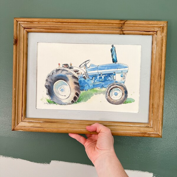 Blue Tractor Print Wall Art, Tractor Wall Decor, Nursery Wall Art for ...