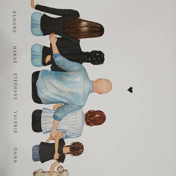 Custom Portrait Family Print, Personalized Gift for Family, Our Family ...