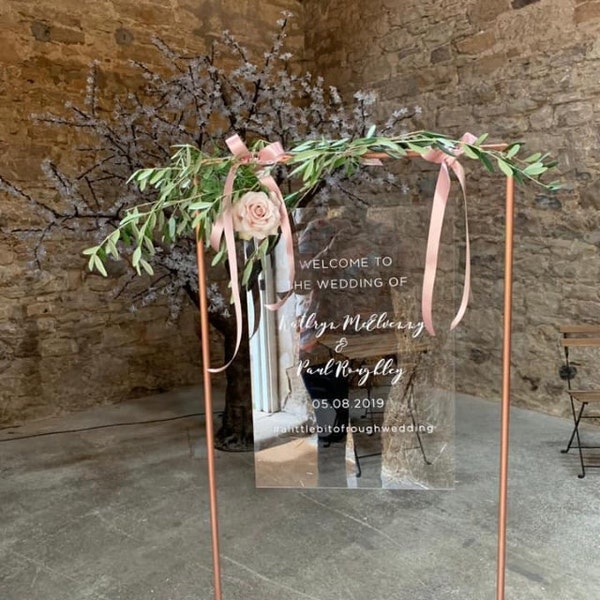 Mirrored Acrylic Perspex Personalised Welcome Sign A2 Vinyl Calligraphy ...