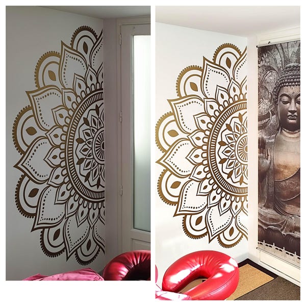 Rangoli in Half Wall Sticker, Wall Decal, Decor, Alpona, Patterns ...