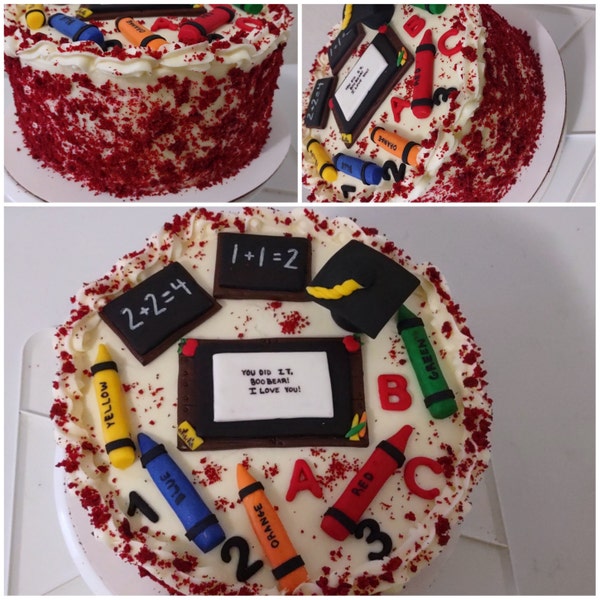 Fondant Kindergarten Cake Topper - Preschool Topper - Teacher Cake ...