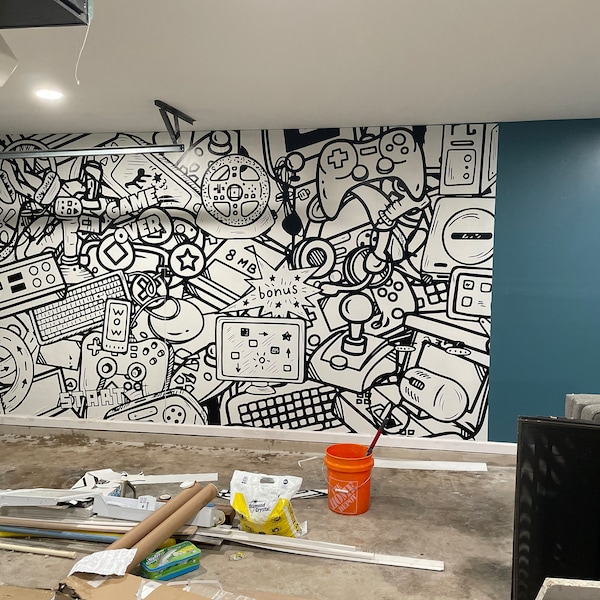 White Gaming Abstract Wallpaper - Etsy