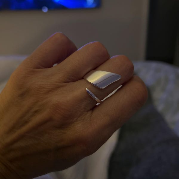 925 Sterling Silver Ring, Silver Wrap Ring, Chunky Ring, Minimalist Ring, Trendy Ring ...