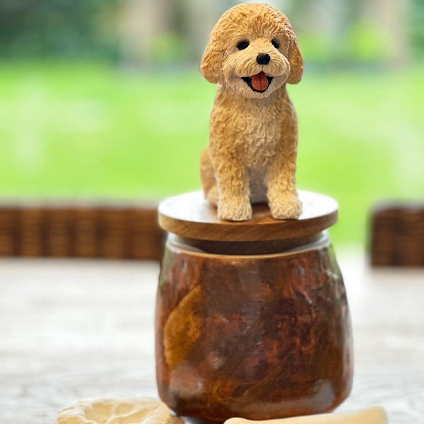 Vintage Style Pet Memorial Urn - Handmade Clay Sculpture on Retro Jar ...