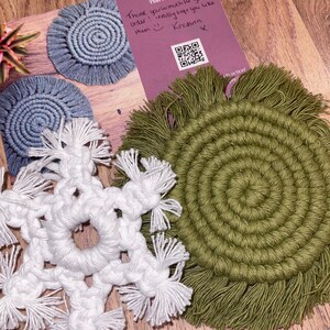 Olive Green Macrame Coaster Sets for Campervan, Motorhome or Canal Boat ...