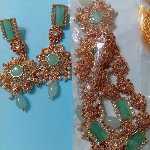 3 Layer Bridal Rani Har Mala Set Bridal Pearl Mala Set Set 5 Piece Set ...