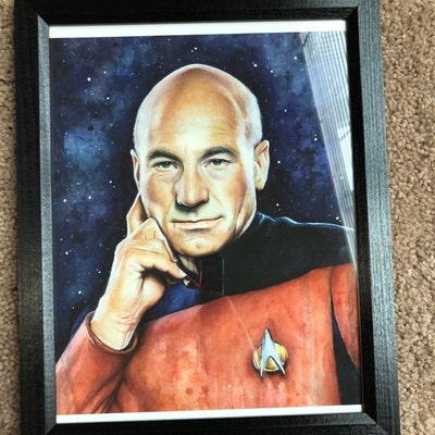 Captain Picard Portrait Gift Watercolor Painting Giclee Print Patrick ...