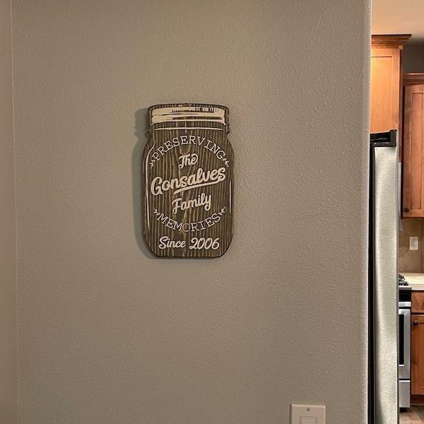 Personalized Mason Jar Shape Wood Cutout Sign Wall Art. Farmhouse Retro ...