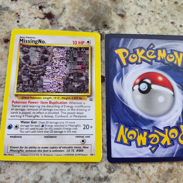 Custom Gen 1 Missingno Pokemon Trading Card (1:1 Replica of a Real Card ...