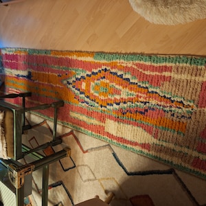 Yellow Boujaad Authentic Boho Wall Hanging Tapestry, Colorful Wool Rug ...