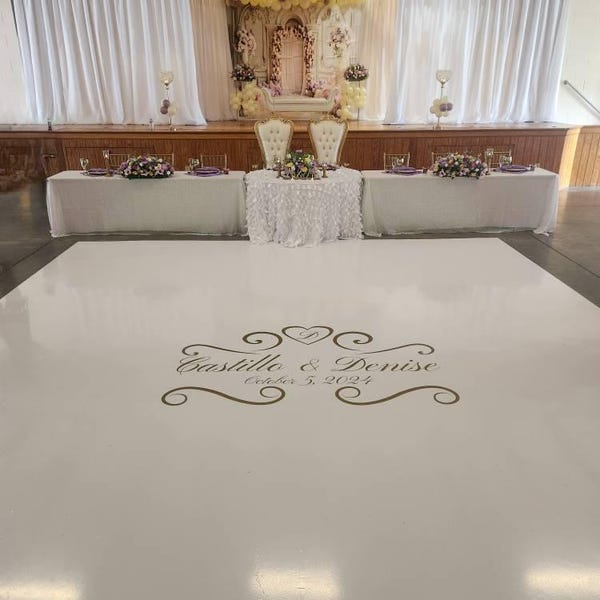 Personalized Wedding Dance Floor Decal, Gold Monogram Vinyl Sticker - Etsy