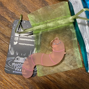 Cute Worm Keychain 3 in Single-sided Kawaii Charm Frosted Pink Acrylic ...