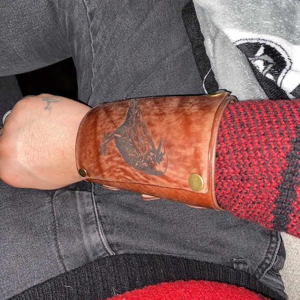 Leather Wrist Wallet, Personalized Leather Bracelet With Card Holder ...