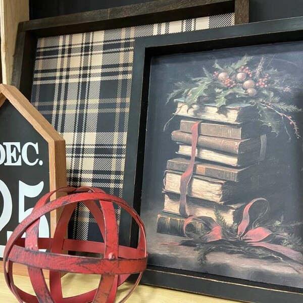 Rustic Christmas Wall Art Book Art Still Life Printable Vintage ...