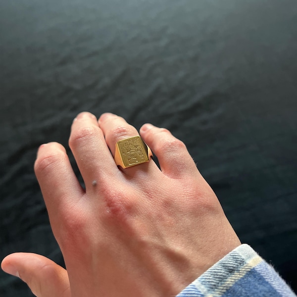 14K Gold Scales of Justice Signet Ring, Personalized Justice Scale Ring ...