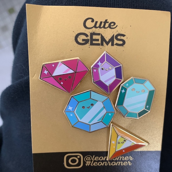 Tiny Gem Pins - Emerald, Ruby, Topaz, Citrine, Amethyst and Diamond ...