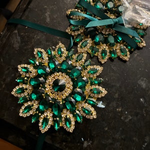 Bridal Aros Green Belt Afghan Kamar Band With Rhinestone Embellishments ...
