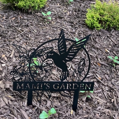 Custom Hummingbird Metal Garden Decor, Bird With Stakes Garden Sign ...
