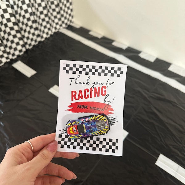 Car Birthday Party Favors, Printable Party Favor Tags, Thanks for Racing By, Car Party Favors ...