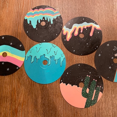 3 Pack Painted Cds for Room Decor Handpainted go - Etsy
