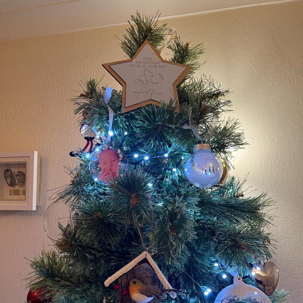 Mum in Loving Memory Christmas Tree Topper Angel Star, Memorial Tree ...