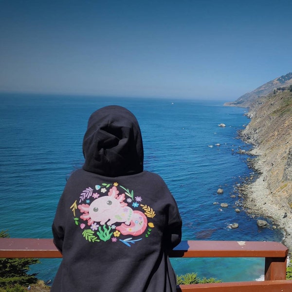 Axolotl Storage Makeup Bag, Cute Axolotl Floral Cosmetic Bag, Cute ...