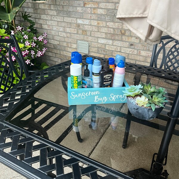 Customizable Patio Storage Box, Outdoor Sunscreen or Bug Spray Storage ...