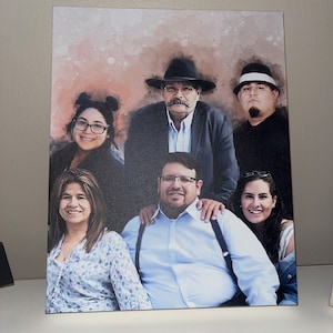 Personalized Watercolor Memorial Portrait From Photo on Canvas, Loved ...