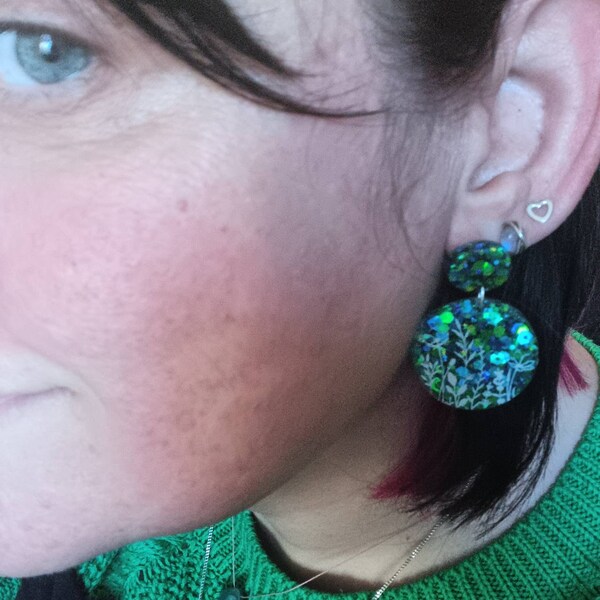 Large Purple Heart Statement Earrings , Bright Earrings , Bold Earrings ...