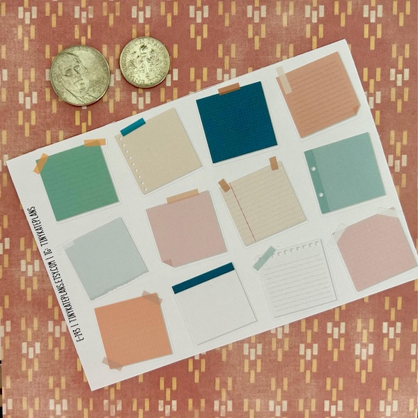 12 Sticky Note Planner Stickers, Notepad Planner Stickers, Blank Doodle ...