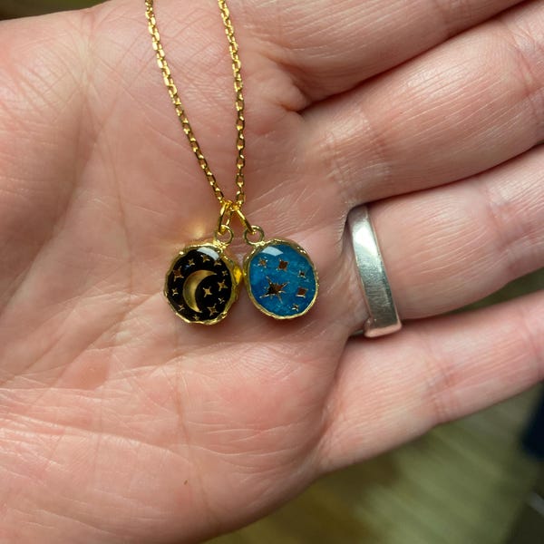 Celestial Necklace, Astrology Necklace, Dainty Gemstone, Gold Star ...