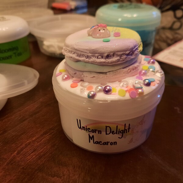 Unicorn Macaron, DIY Slime Kit, Unicorn Slime, Rainbow Slime, Snow Creme Slime, Spring Slime ...