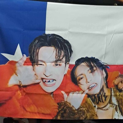 Ateez Mingi Pink Hair America Flag Banner, Ateez Mingi Kpop Flag ...