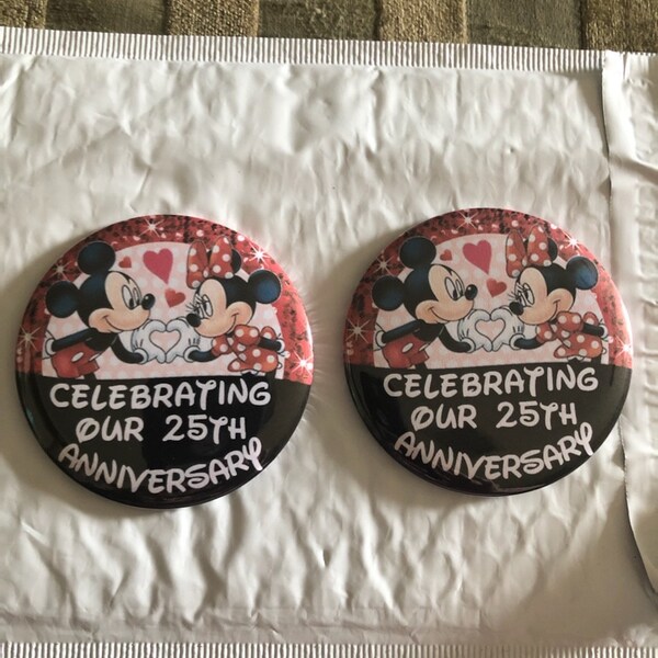 Disney Anniversary Buttons-disney Anniversary Pins-mickey and Minnie ...